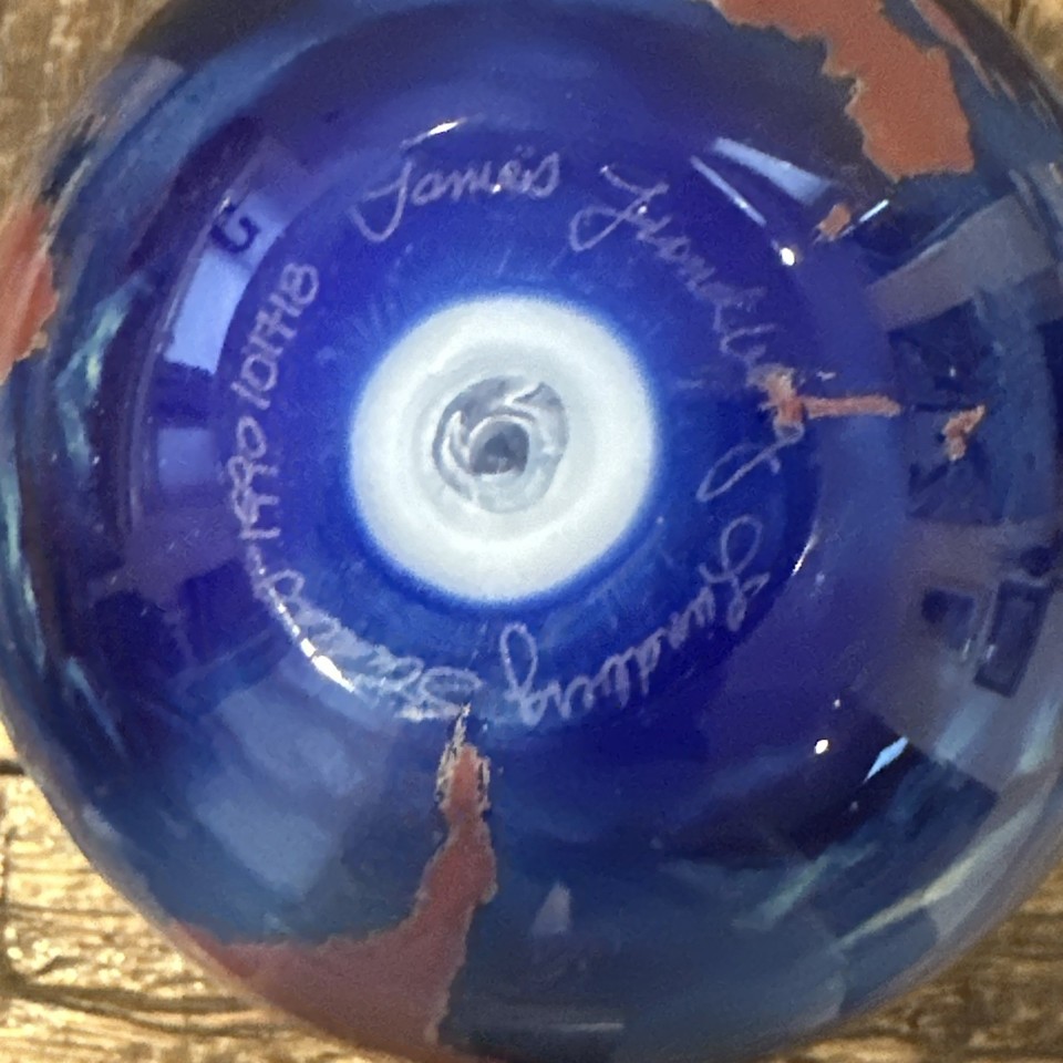 James Lundberg Lg Art Glass Earth Paperweight World Globe 1990 Signed 4 ...