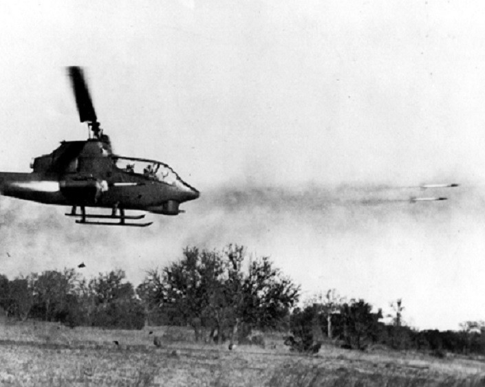 Huey Cobra Helicopter firing Rockets at Enemy 8x10 Vietnam War Photo ...