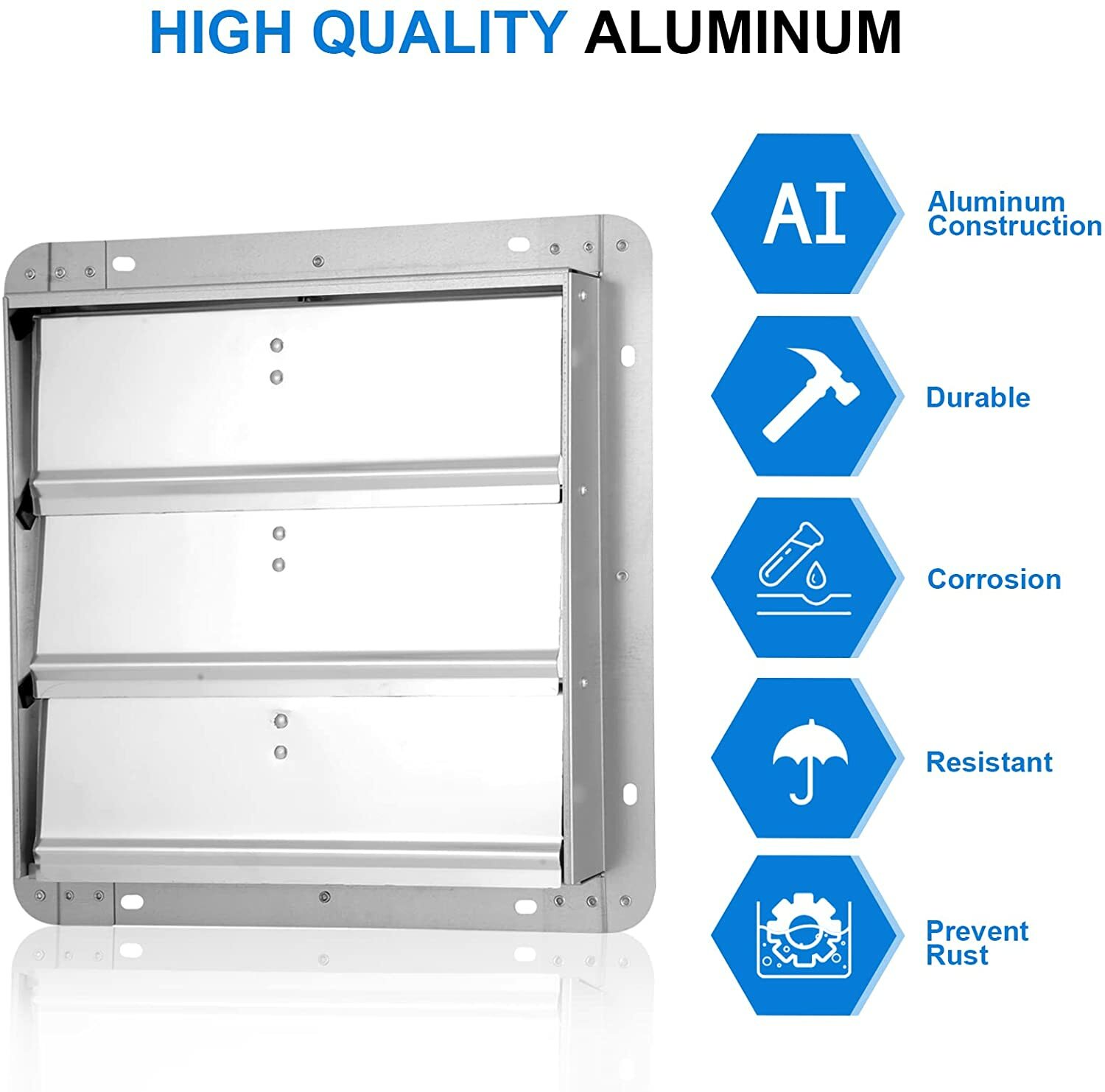 iPower 12-20 inch Damper Square Aluminum Automatic Gravity Shutter ...