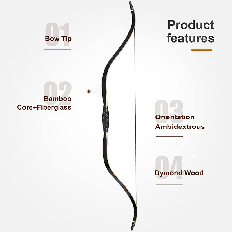 46" Toparchery Traditional Bow 25-50lbs Short Recurve Bow for Hunting ...
