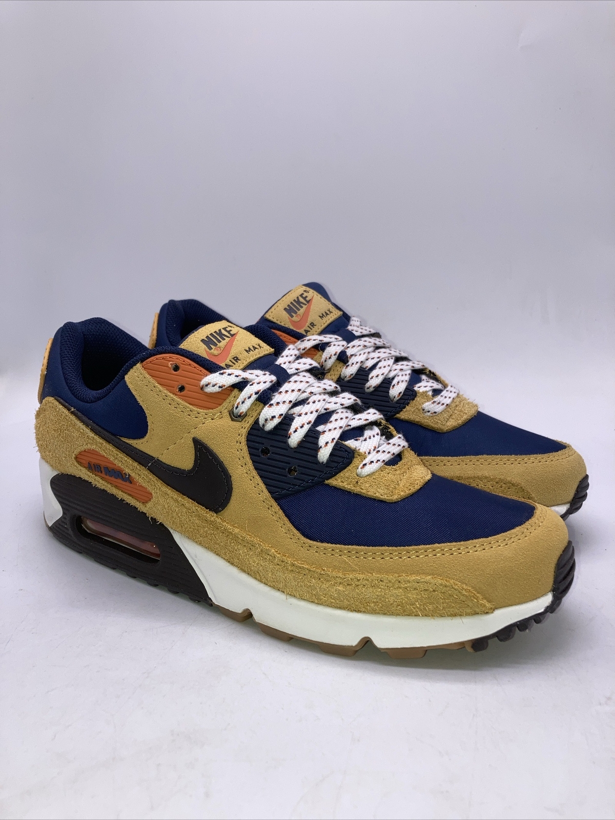 Nike Air Max 90 Bucktan Navy Orange Wheat Suede DZ5175-200 Men's Size 7 ...
