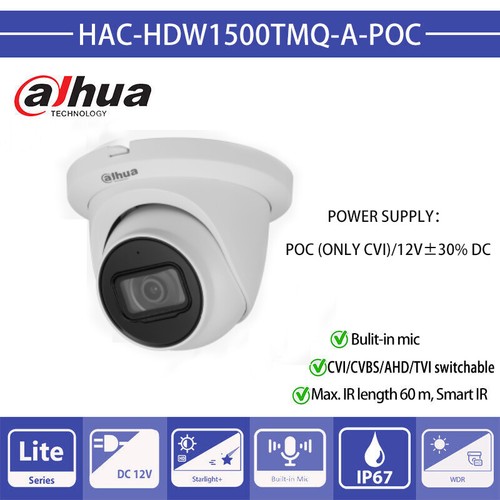 Dahua 5MP Starlight HDCVI Eyeball Camera IR Built-in Mic HAC-HDW1500TMQ ...