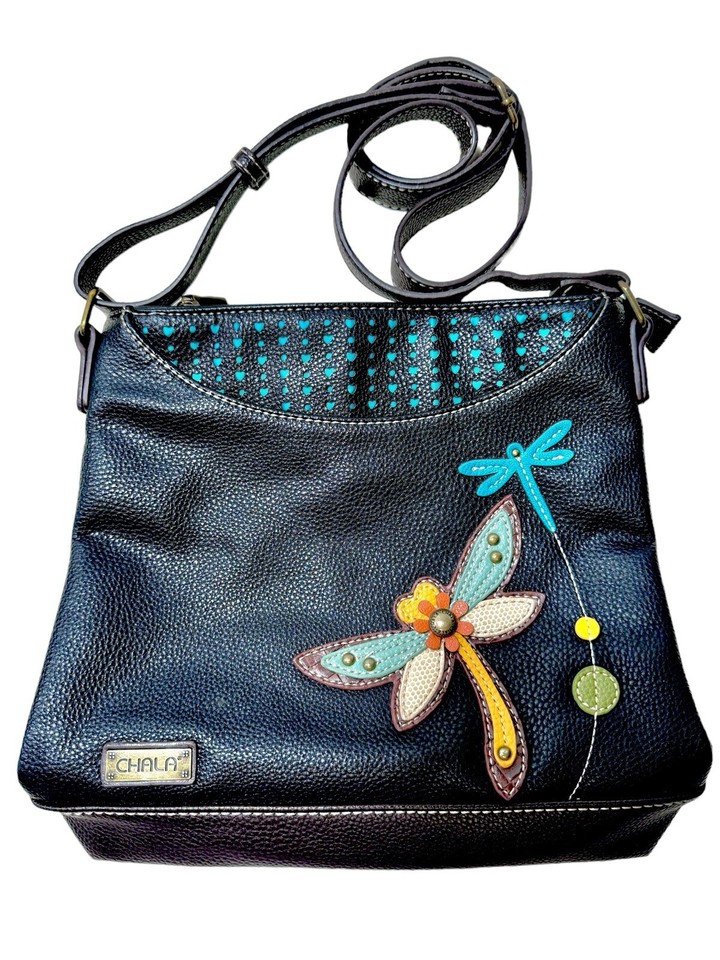 Chala Handbags Black & Brown Dragonfly Sweet Messenger Roomy Crossbody ...