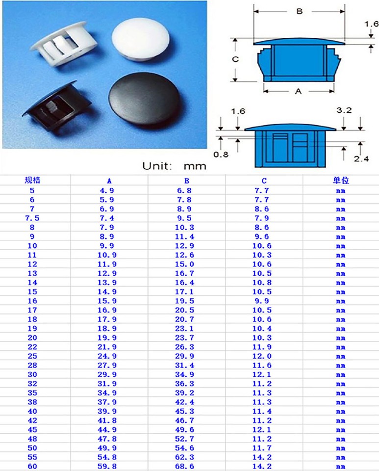 Round Plastic Black Blanking End Cap Caps Tube Pipe Inserts Plug Bung ...