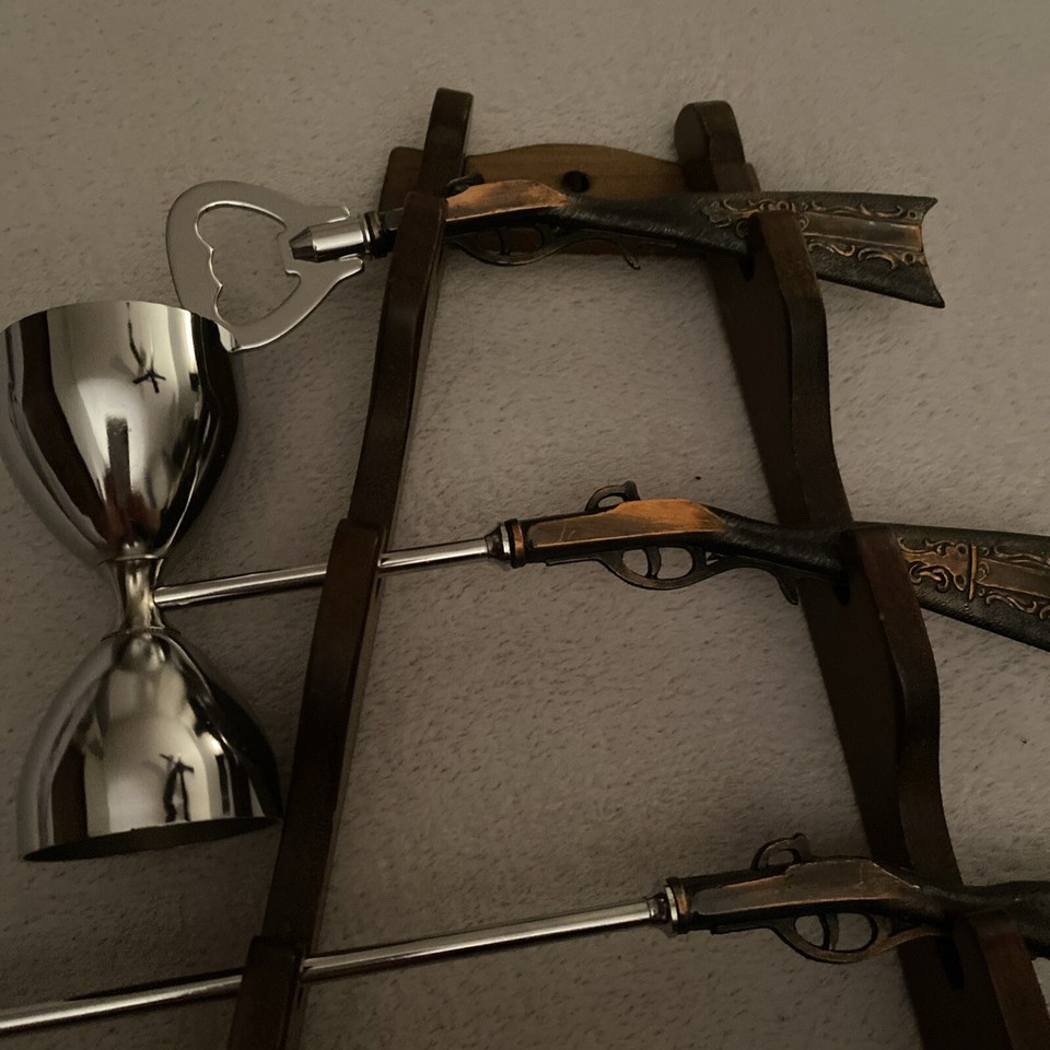 Gun Themed Bar Set - 4 Utensils Barware Drinking Tools Kitchen With ...