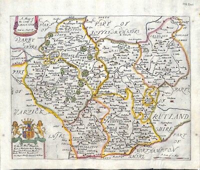 Antique map, Blome, Leicester, Description of the Kingdoms of England ...