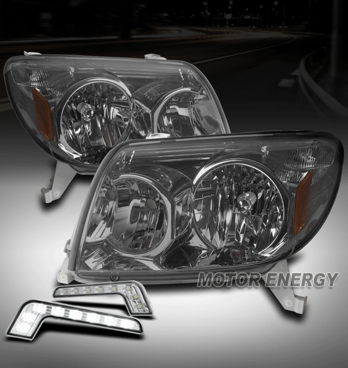 FOR 03-05 TOYOTA 4RUNNER 4 RUNNER SMOKE CRYSTAL HEADLIGHTS LAMP W/DRL ...