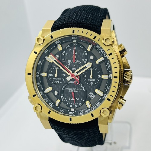 Bulova Men's Precisionist Chronograph Gold 30ATM Steel 46mm 262khz ...