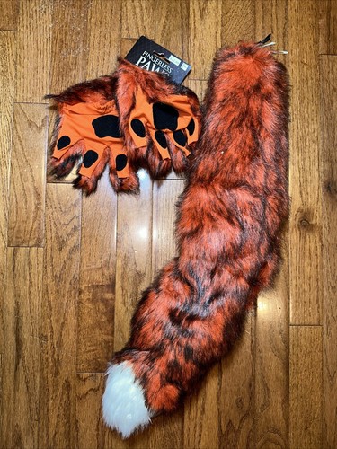 Deluxe Oversize Fox Tail And Fingerless Paws Set Cosplay Dress Up Adult ...