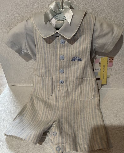 NWT First Impression Baby Boy 2-Piece Overalls Short Set Size 0-3 Month ...