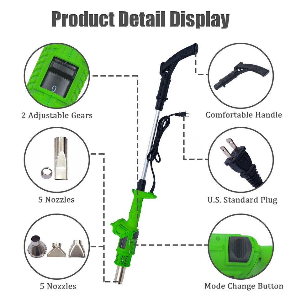 3-in-1 Electric Weed Burner Wand - 1500W Garden Weed Eater - Heat Gun ...