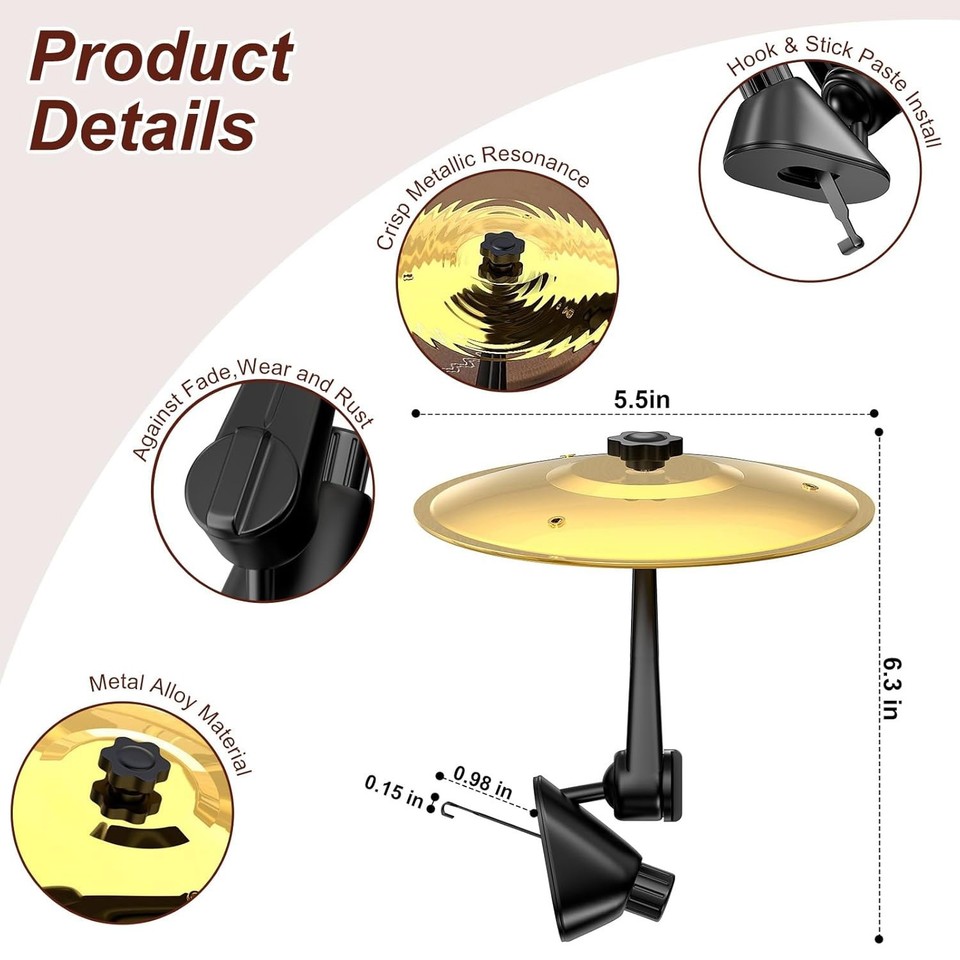 Car Cymbal Mini Drum Crash Cymbal Gold For Car Vent Interior Driving ...