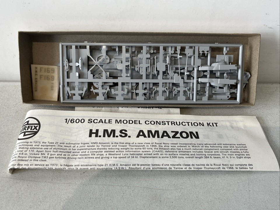 Scarce Vintage Airfix 1/600th HMS Amazon #02204-6 (1972) Unmade Ship ...