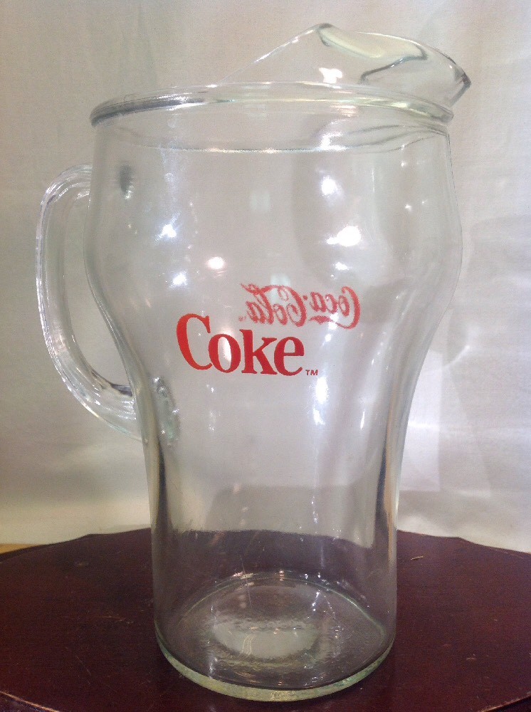 Vtg Coca-Cola Glass Pitcher W/ Ice Lip 1980s 64oz Red Letters. Ztop | eBay