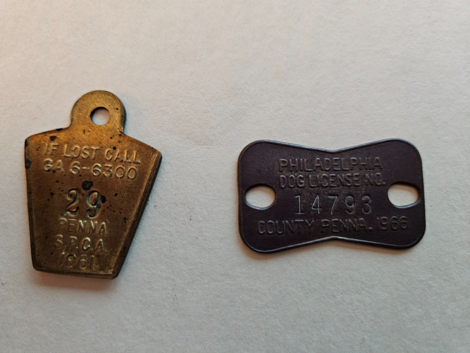 1966 Philadelphia Co. PA & 1961 Penna SPCA Dog License Tax Tags | eBay