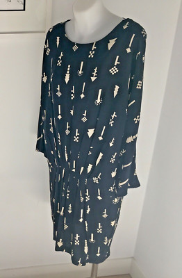 GORMAN Silk Print Dress Sample. Navy. Size 12 | eBay