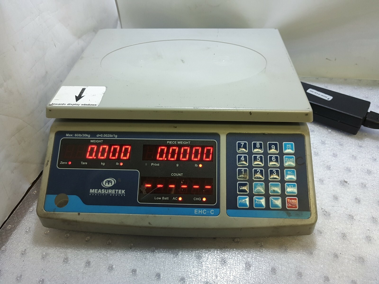 - (AS IS) MEASURETEK EHC-C-30 30KG/60LB COUNTING BENCH SCALE WITH AC ...