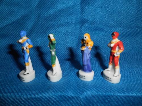 POWER RANGERS Set of 10 Miniature Figures FRENCH PORCELAIN FEVES Mini ...