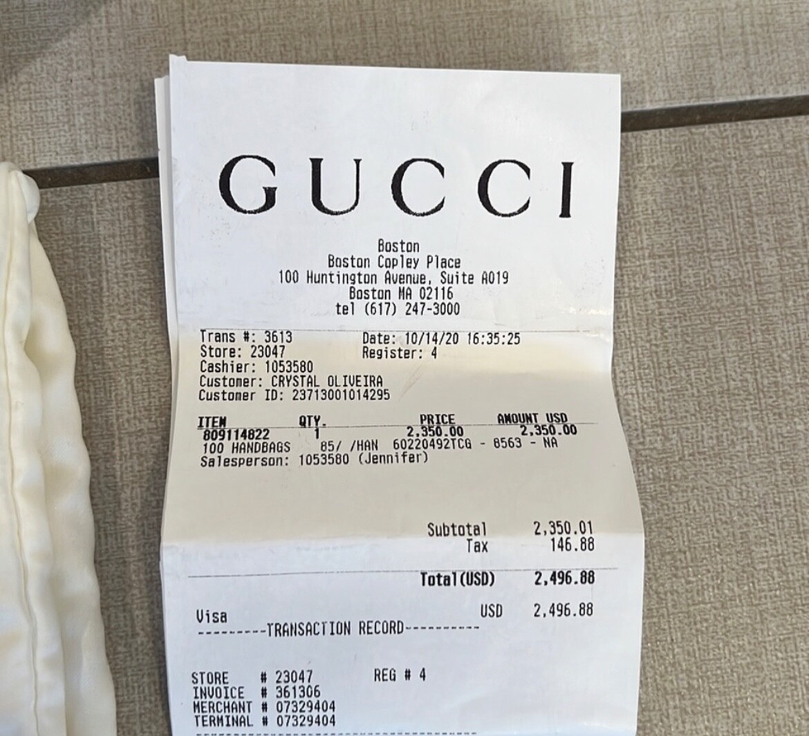 Gucci Receipt