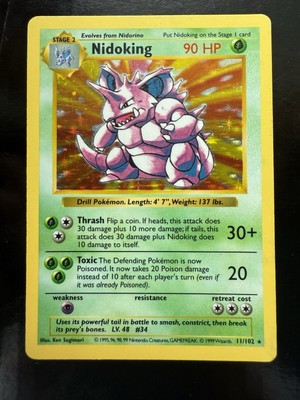 Pokemon Nidoking 011/102 Base Set Shadowless Holo Vintage WOTC (LP) | eBay