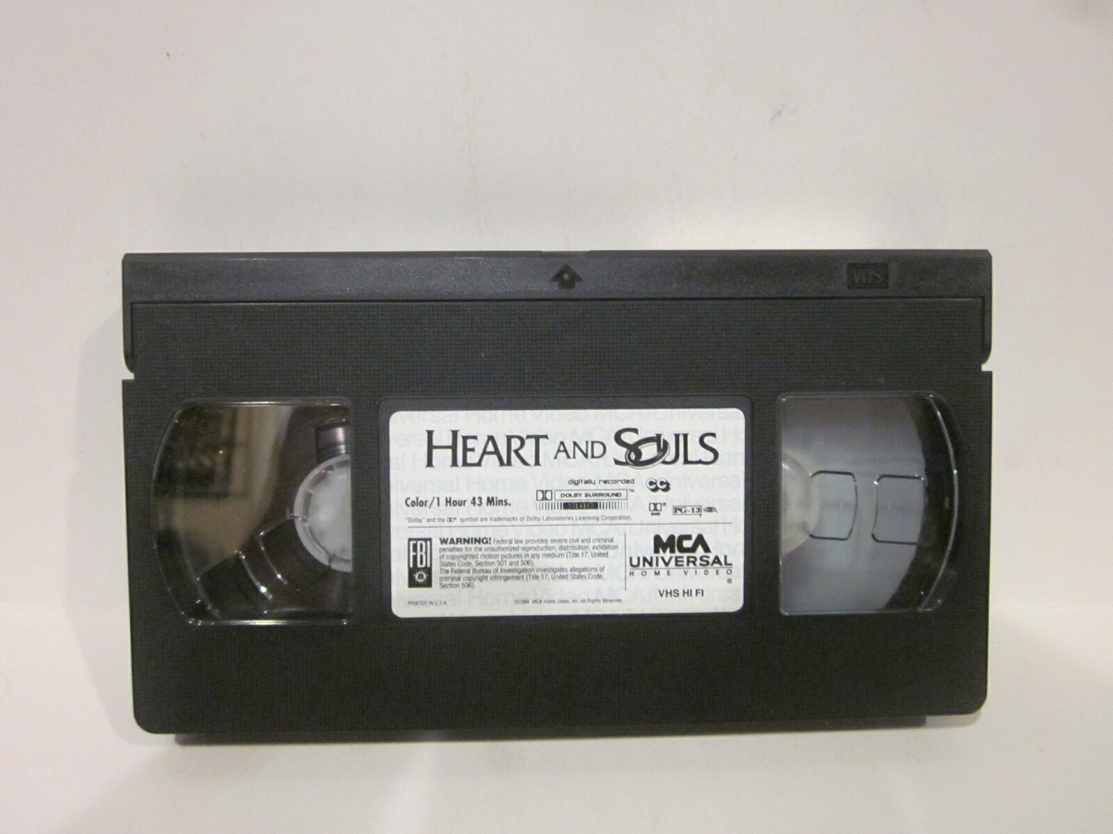 Heart and Souls VHS Tape Video Robert Downey, Jr. Charles Grodin Kyra ...