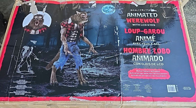 SCARY HALLOWEEN WEREWOLF! 7-foot moving body/LCD eyes/indoor/outdoor ...