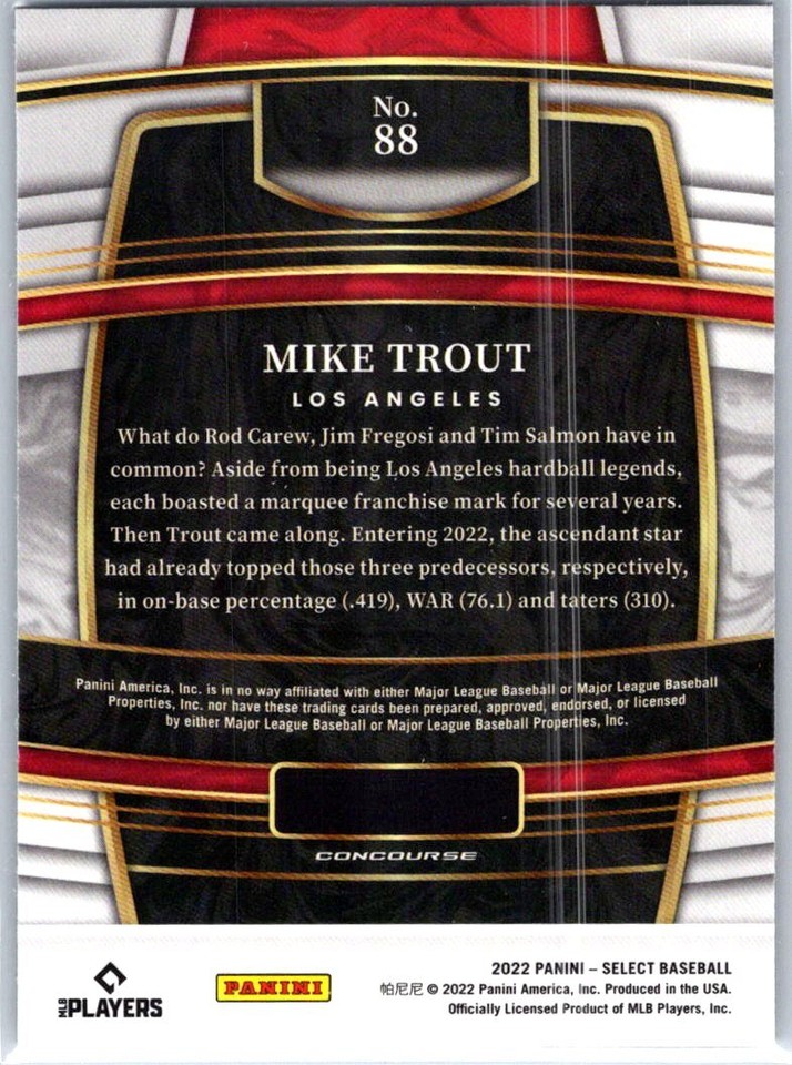 2022 Panini Select #88 Mike Trout Los Angeles Angels | eBay