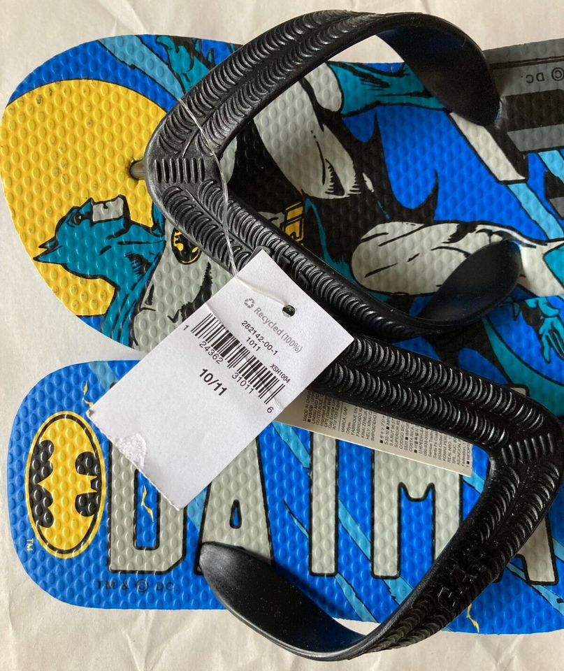 NEW Gap Kids Batman Toddler Boy Sz 10/11 Flip Flops Sandals Blue Yellow ...