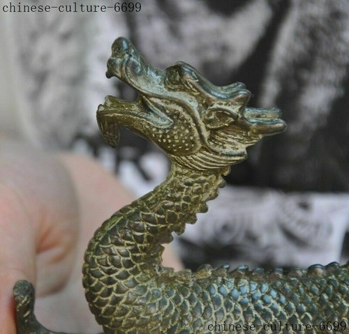 Old China Bronze Feng Shui Auspicious Dragon Loong Dragons Zodiac ...