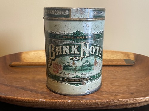 Rare Vintage EMPTY Bank Note Round Tobacco Tin Advertising Tin Made USA ...