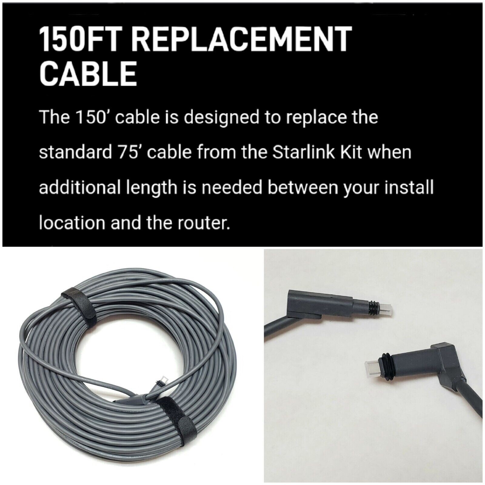 Starlink 150ft Replacement Cable Free USPS Optional Overnight Next Day Starlink 150ft Replacement Cable Free USPS Optional Overnight Next Day