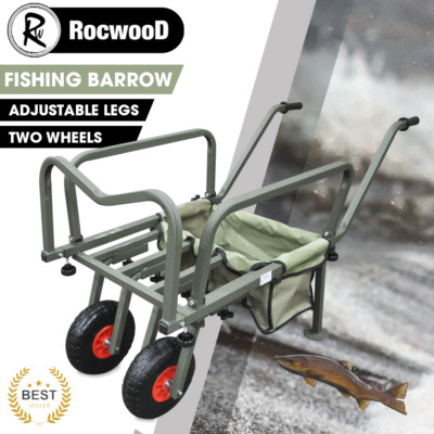 Fishing Trolley Two Wheel Folding Barrow Cart With Bag Adjustable Legs ...