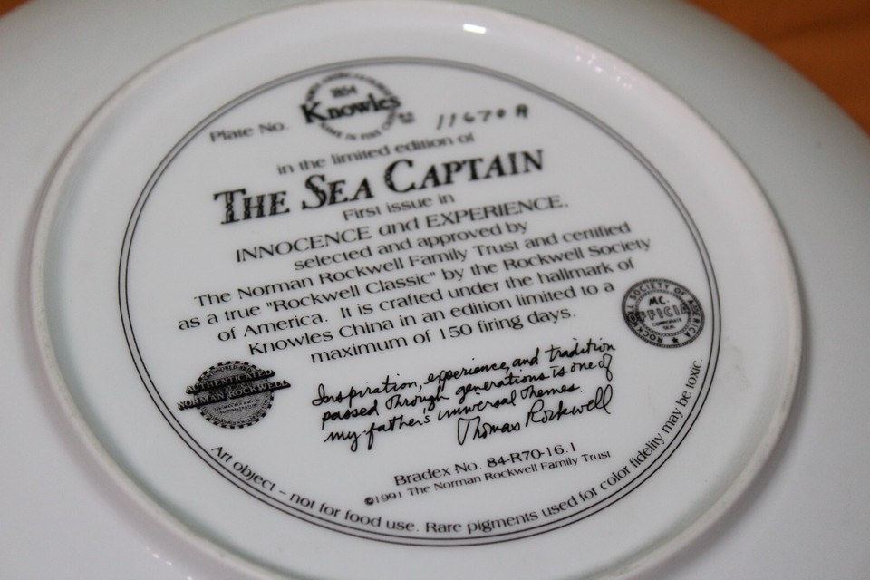 Norman Rockwell The Sea Captain Knowles Collector Plate First Issue ...