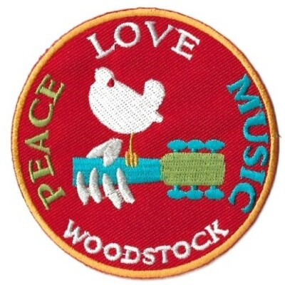 Woodstock Peace, Love, Music Patch: Round 3.25-inch Embroidered Iron or ...
