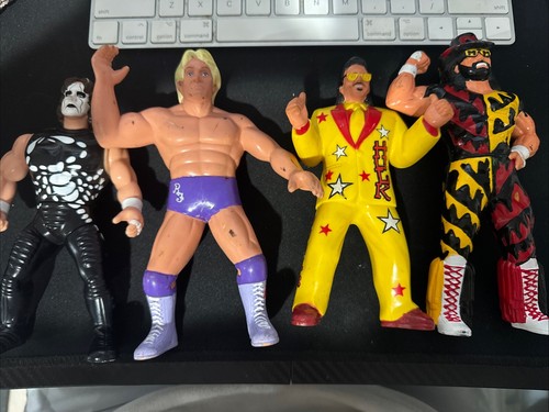 Lot of 4 WCW Figures OSFTM Macho Man, Sting, Flair, Jimmy Hart ...