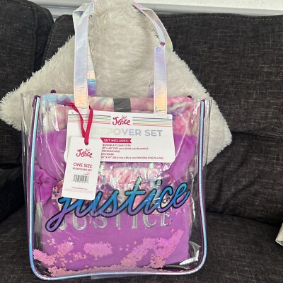 NWT - Justice Girls Sleepover Clear Tote Handbag 6 Pc Set -pink TT ...