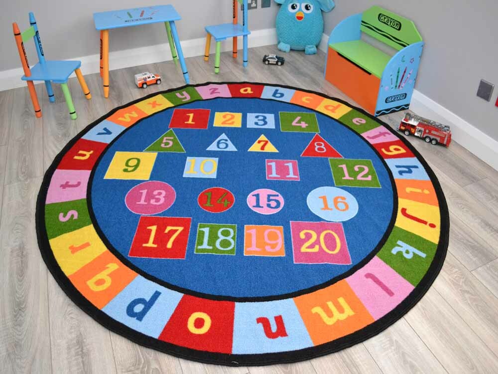 Large Small Kids Childrens Circle Circular Play Rugs Educational School ...