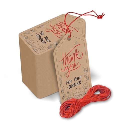 Personalized Kraft Tags with Thread | Thank You Tags For Customer Order ...