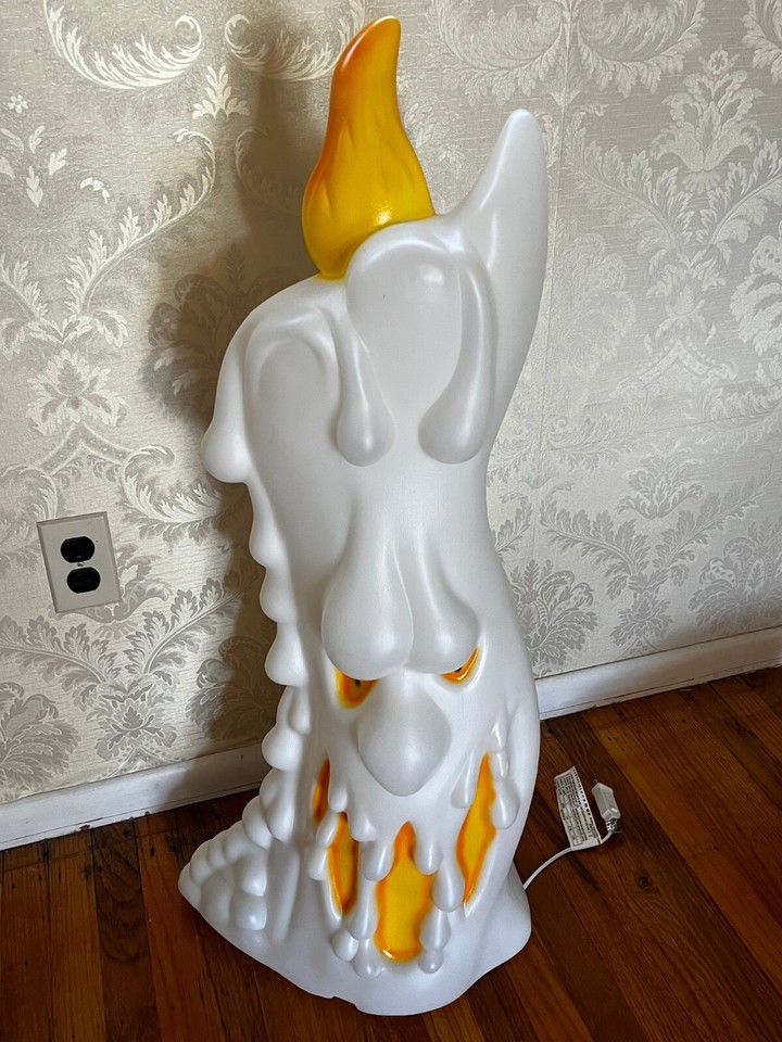 36" Blow Mold Halloween 2 Sided Melting Ghost Face Candle General Foam ...