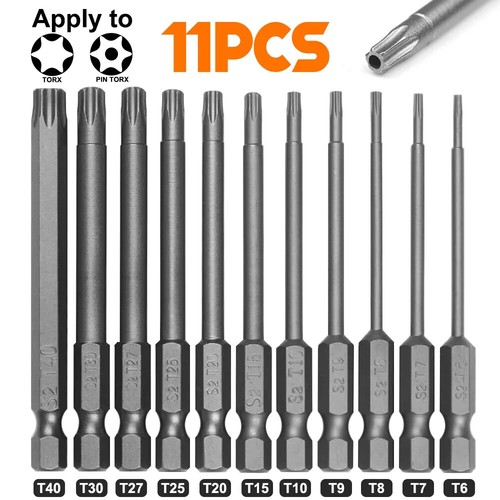 11x Torx Star Head Hex Shank Screwdriver Drill Bit Tool Set Driver ...