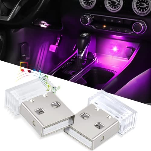 2 PCS Mini USB Car Led Lights Interior, Including 1 PC of Touch ...
