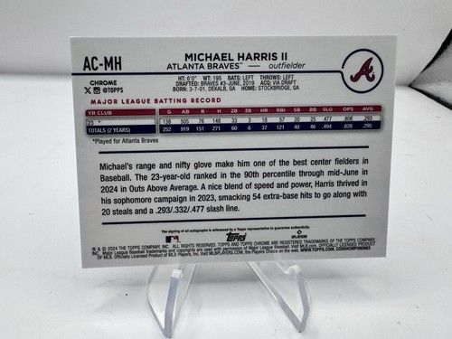 MICHAEL HARRIS II 2024 TOPPS CHROME AUTOGRAPH BLUE REFRACTOR AUTO /150 ...