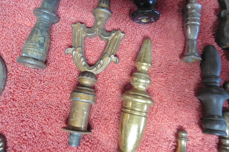 Antique Finials Brass Cast iron solid all size female bottom lot of 22 ...