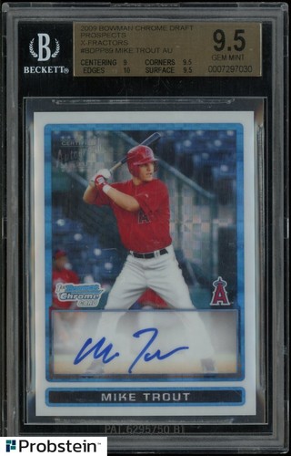 2009 Bowman Chrome X-Fractor Mike Trout RC Rookie ON CARD AUTO 56/225 ...