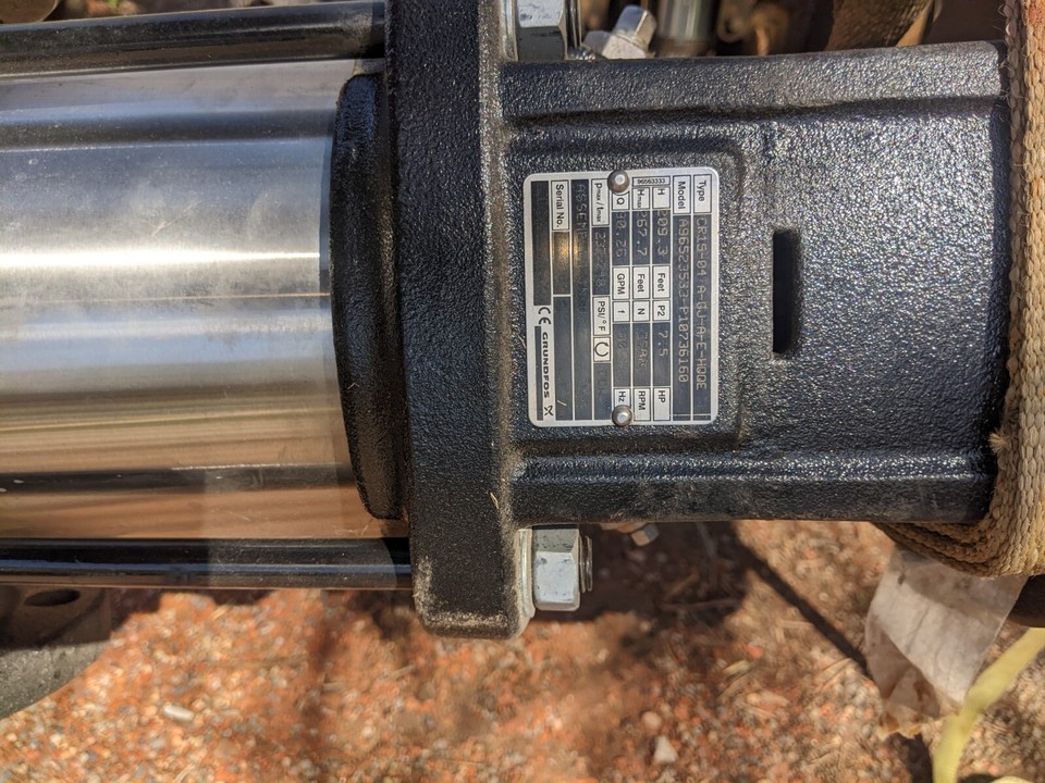 Grundfos CR15 Pump, 30 gpm, 7.5hp , Stainless Steel, #96485662 | eBay