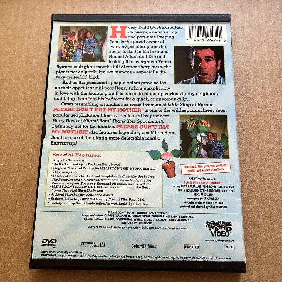 Please Don't Eat My Mother DVD Something Weird Unrated Special Edition ...