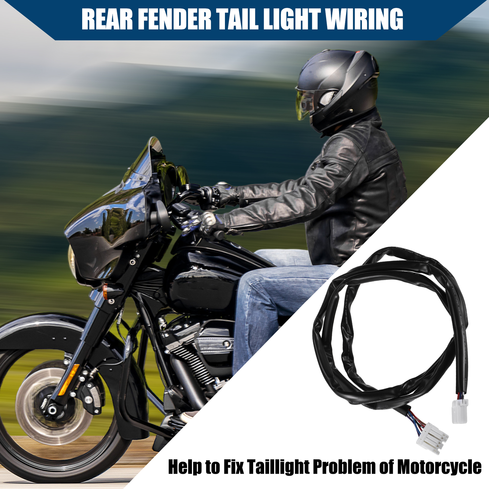 Pack of 1 for Harley Sportster Dyna Softail Rear Fender Tail Light Wire ...