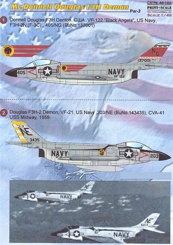 Print Scale Decals 1/48 DOUGLAS F3H DEMON U.S. Navy Jet Fighter Part 2 ...