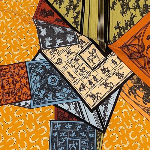 HERMES Carre 90 Multicolor À Cheval sur Silk 100% from JAPAN Free ...