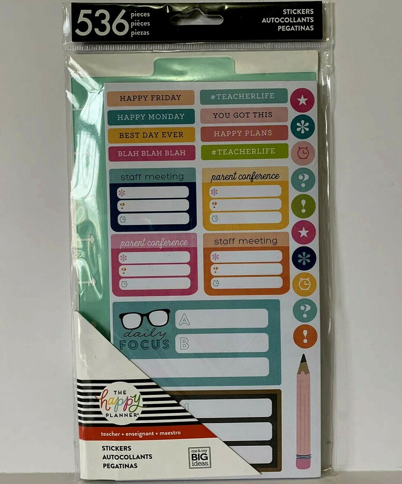 The Happy Planner Teacher 121 Accessories 536 Dashboard Stickers 40 ...